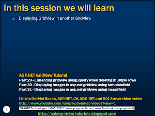 Sql server, .net and c# video tutorial: Part 32 - Displaying GridView in a GridView
