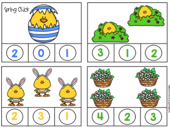 Spring Working with Numbers & Clip Cards ~ Preschool Printables