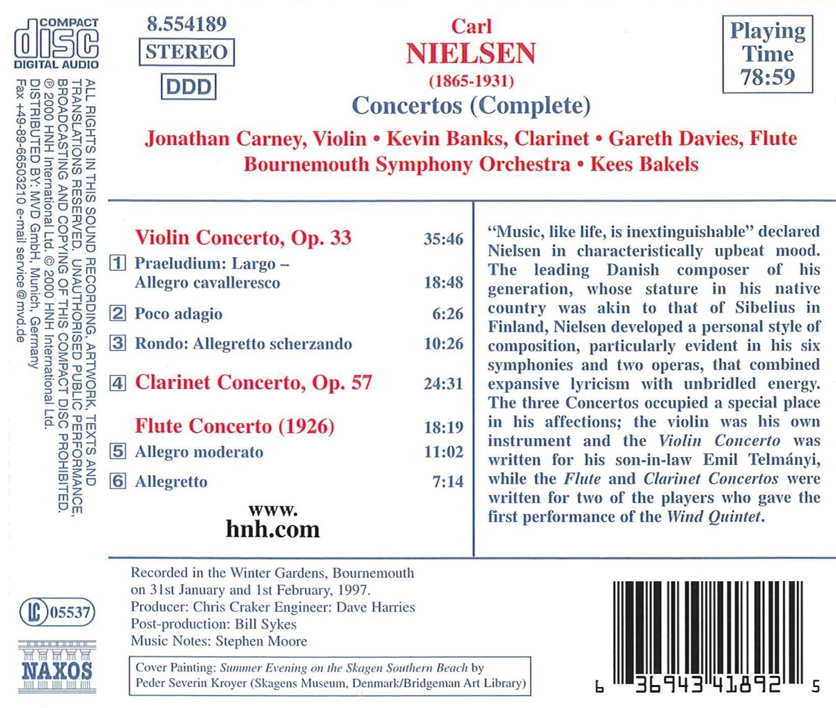 Corriente Textual: CARL NIELSEN VIOLIN CONCERTO · CLARINET CONCERTO · FLUTE CONCERTO