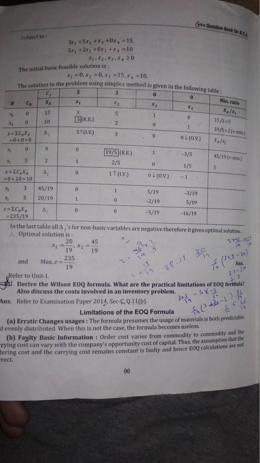 CCSU previous year question paper BCA 4 sem OT optimization technique ...