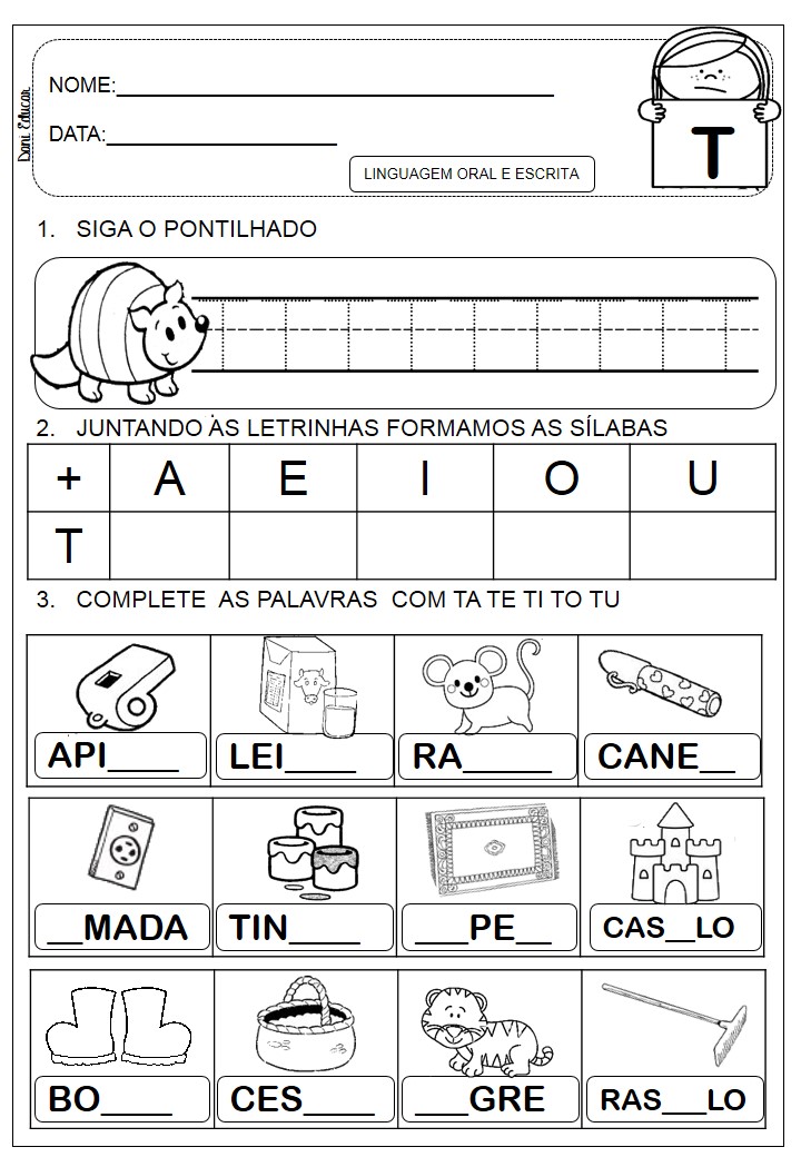 Atividades letra T | Educação infantil