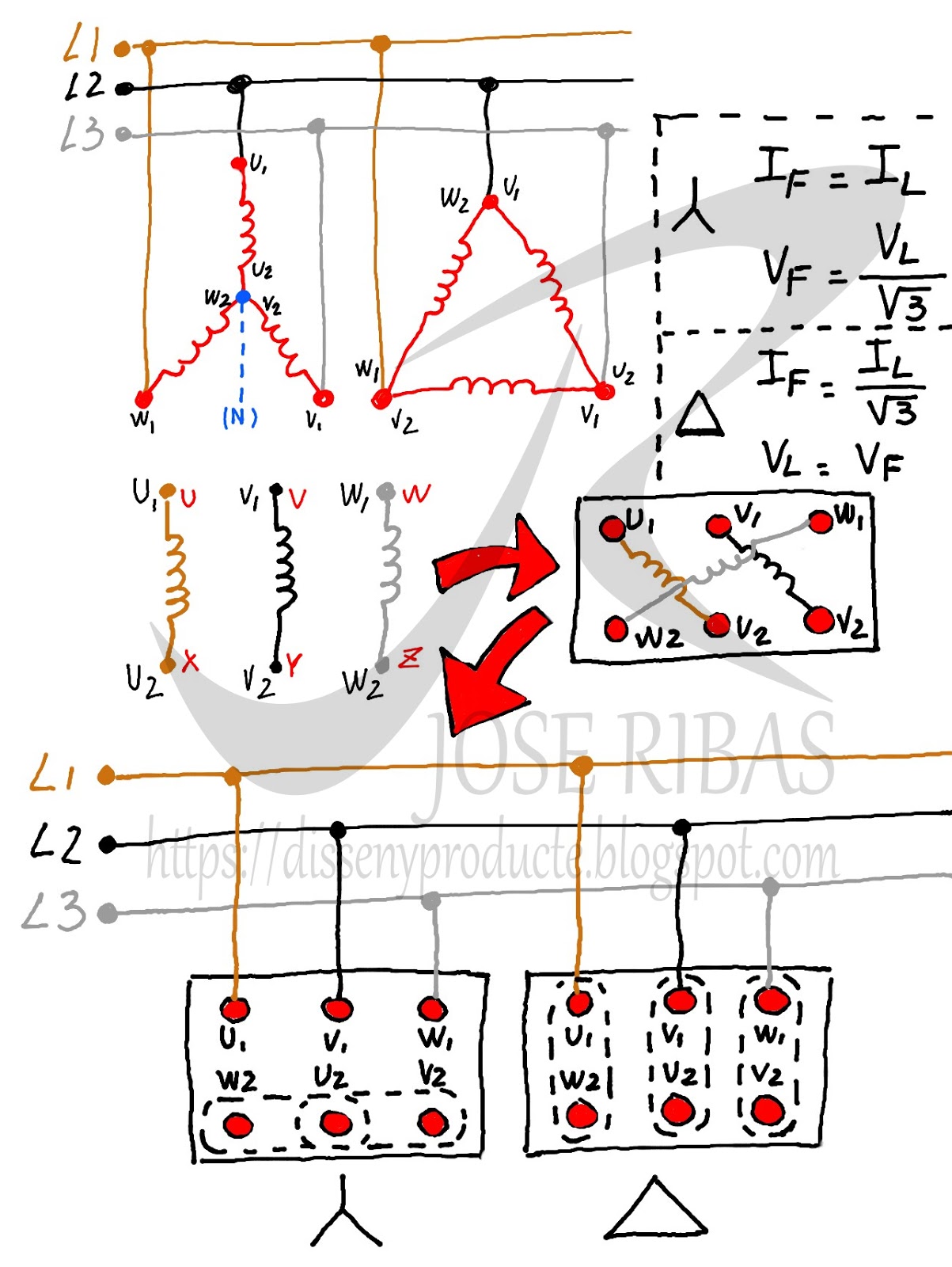 Diagrama Electricode Motor Conectado En Estrella Y Triangulo