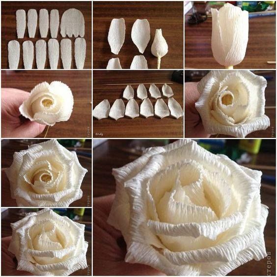 Cómo hacer rosas de papel crepe que sean hermosas y reales ~ Haz ...