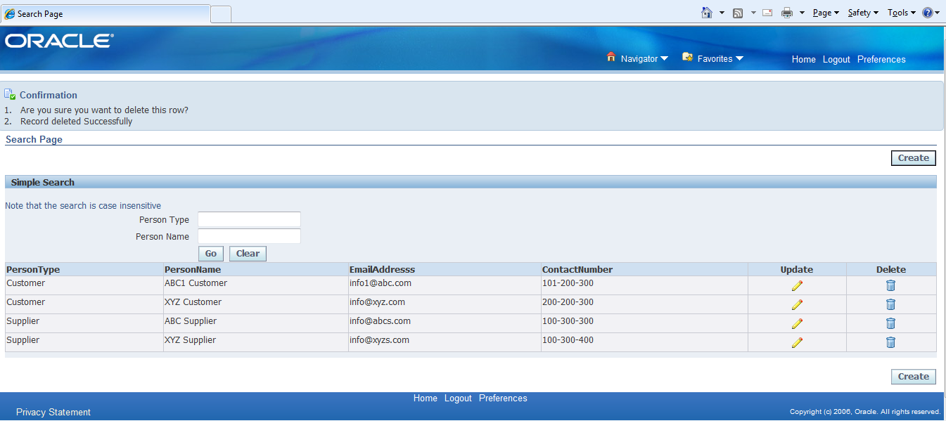 Oracle Apps Quick Reference: Update, Insert & Delete Records in OAF