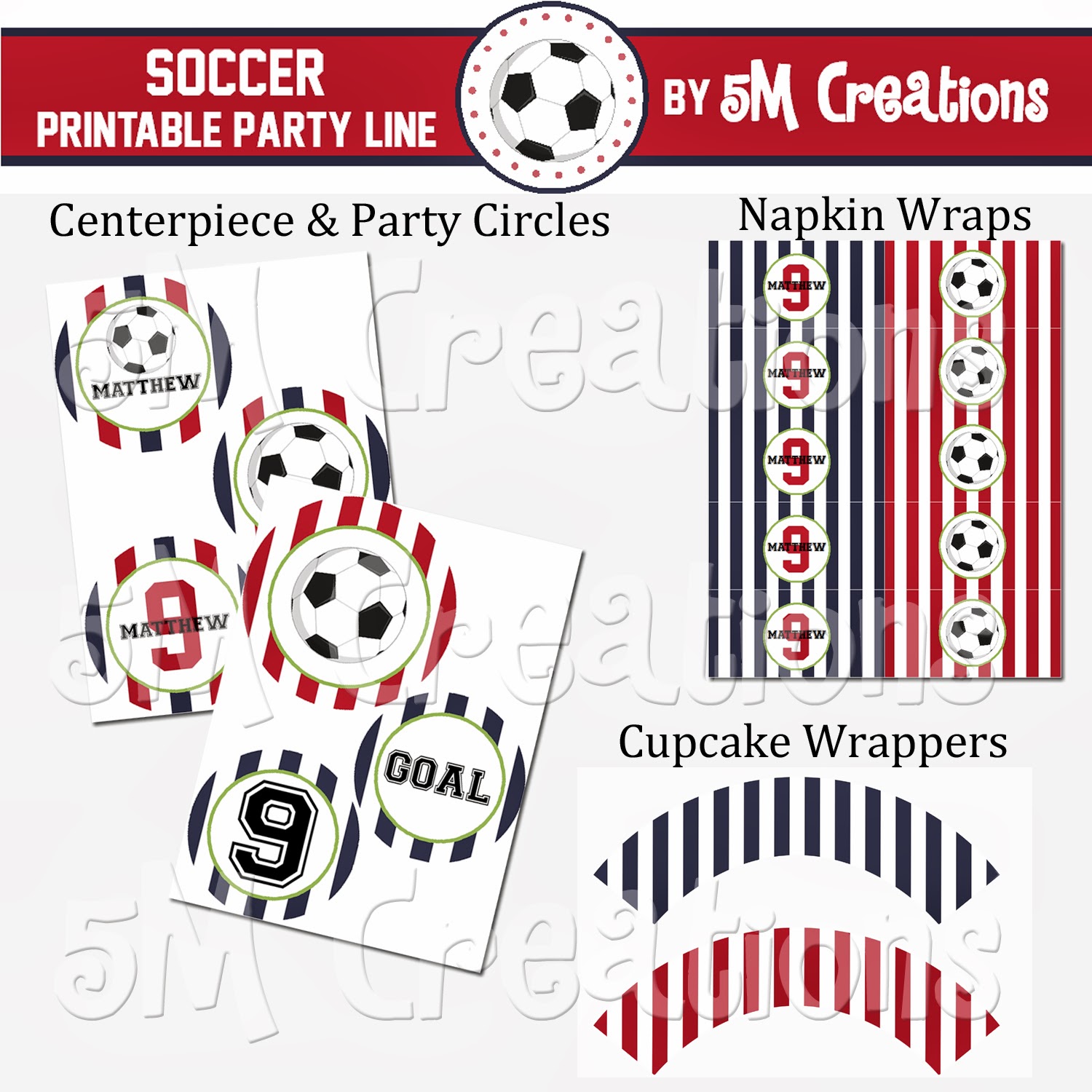 5M Creations: Soccer Birthday Party - Soccer Party Printables