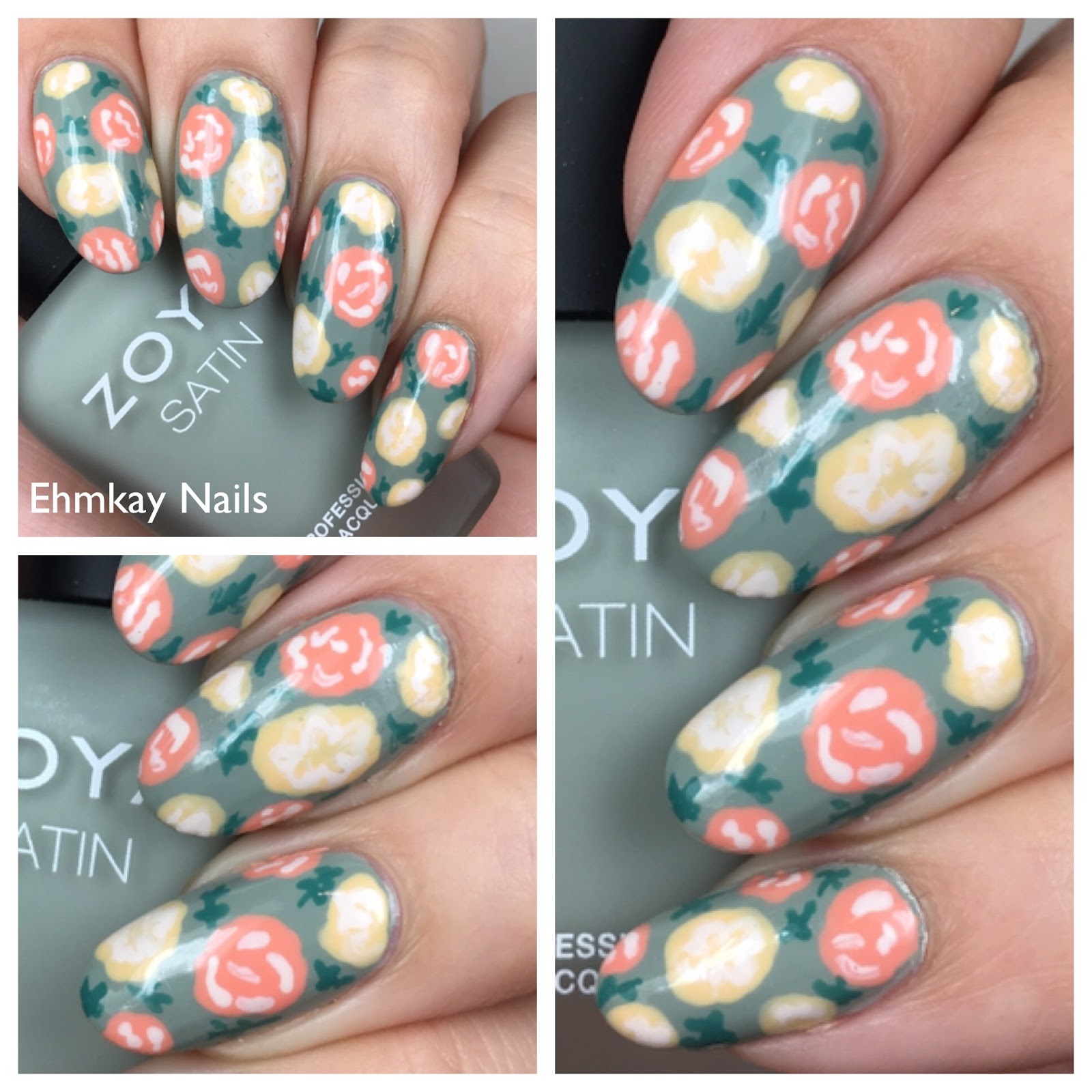 ehmkay nails: Handpainted Magnolia Nail Art