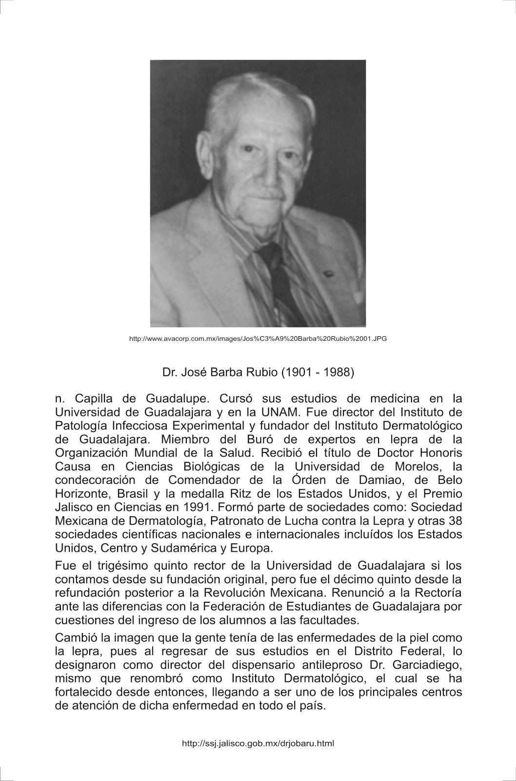 DE JALISCO PARA EL MUNDO: Dr. José Barba Rubio, fue rector de la ...