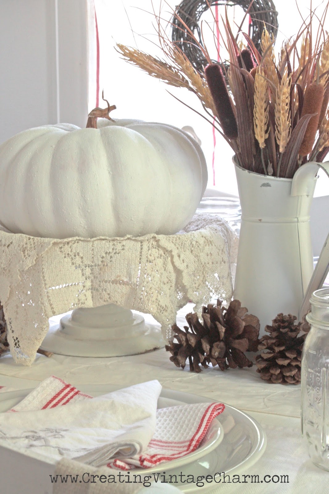 Creating Vintage Charm: Fall with White! Tablescape