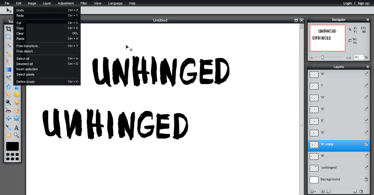 NatDanRebClo : 'Unhinged' typography manipulation