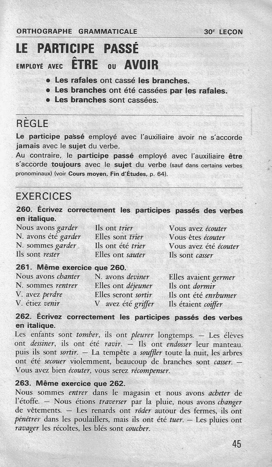 école : références: 30 Le participe passé employé avec être ou avoir ...
