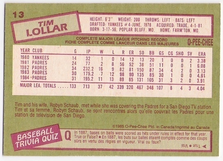 oh my o-pee-chee! (oh mon o-pee-chee!): 1985 tim lollar