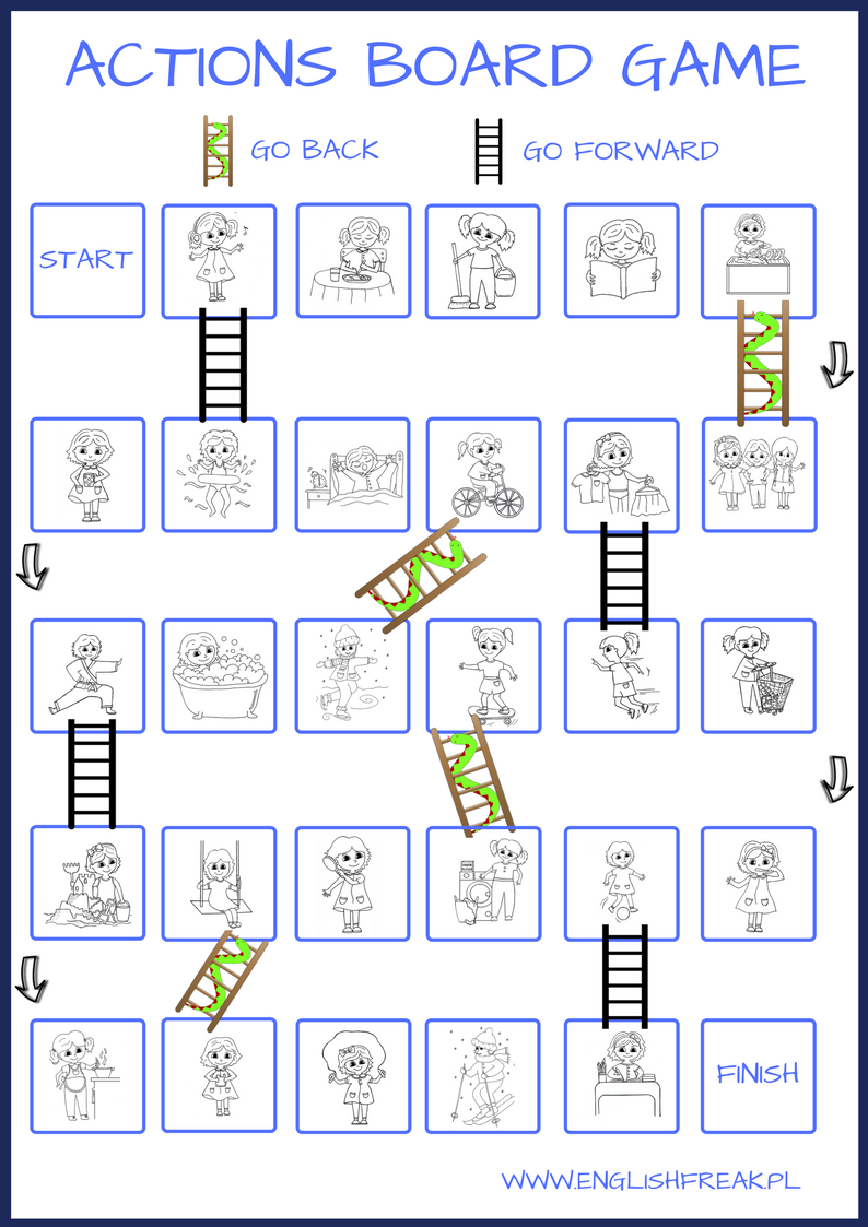 ACTIONS BOARD GAME AND DOMINOES (PRINTABLES) - English Freak ...