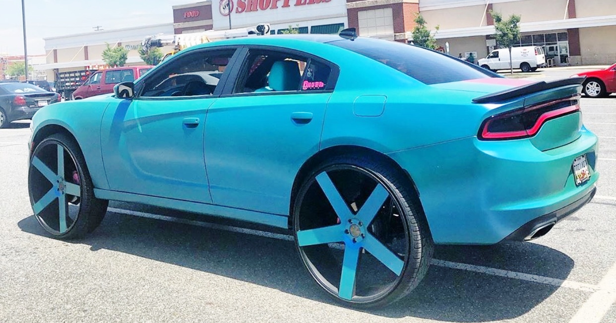 Ace-1: Trey's Caribbean Satin Blue 2017 Dodge Charger on 30" Dub Ballers