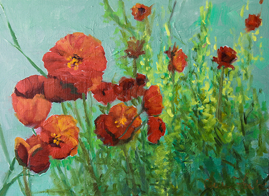 Susan Fowler Fine Art: Landscape Oil Painting, Red Poppies, Poppy Field ...