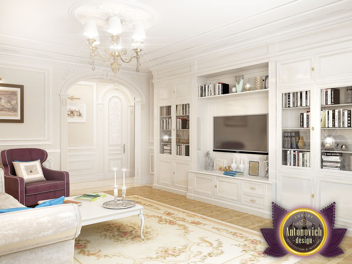 LUXURY ANTONOVICH DESIGN UAE: Family living room interior by Luxury ...