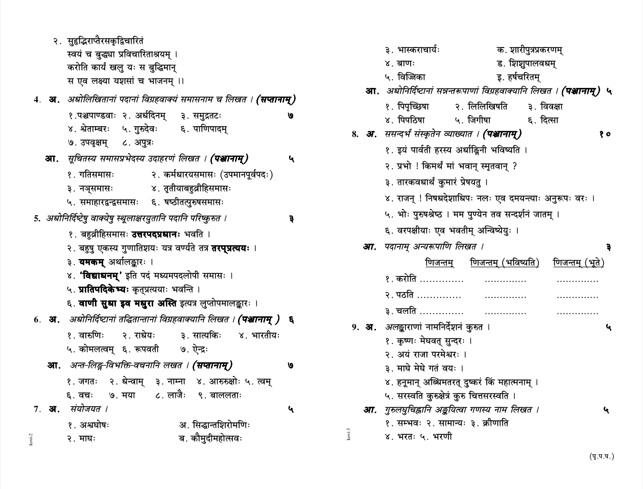 SanskritaBharathi : QUESTION PAPERS OF PRAVESHA , PARICHAYA , SIKSHA AND KOVIDA