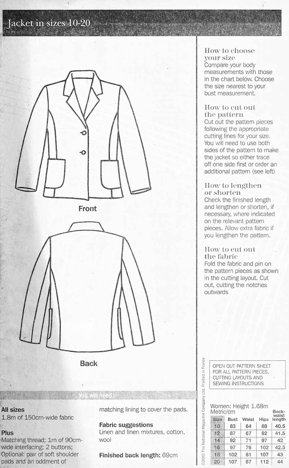 Sew Ruthie Style: Prima Magazine April 2010 Blazer/Jacket
