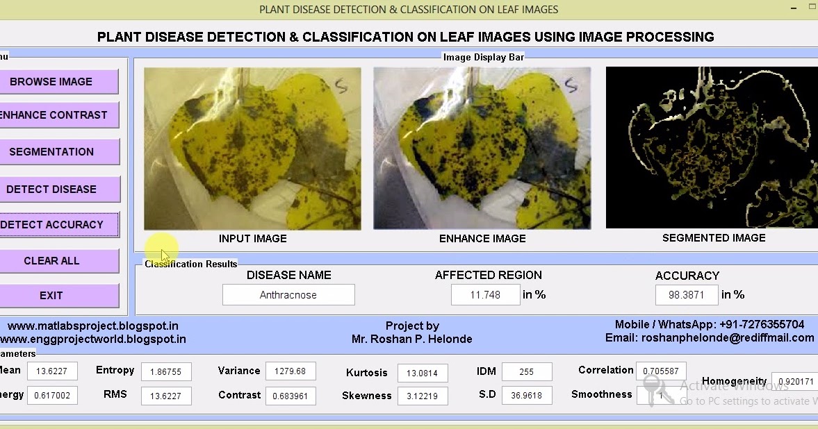 Matlab Project With Code Plant Disease Detection And Classification On Leaf Images Using Image