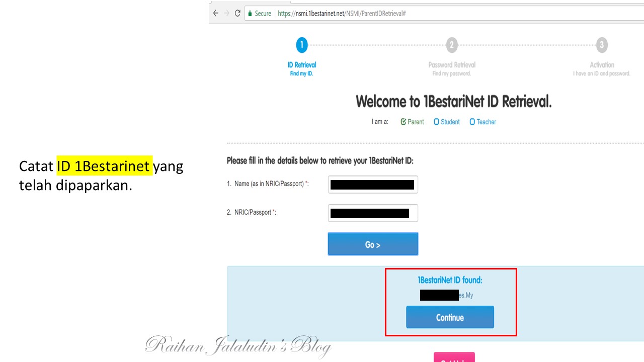 Cara Untuk Ibubapa Mendapatkan ID 1Bestarinet | Ilmu Berubah