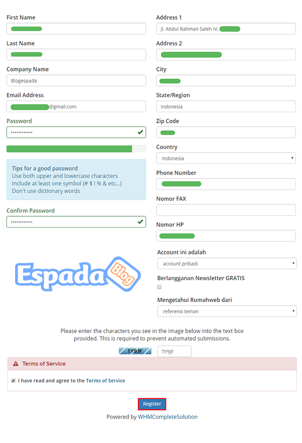 Cara Daftar dan Membuat Akun di RumahWeb - blog kibe
