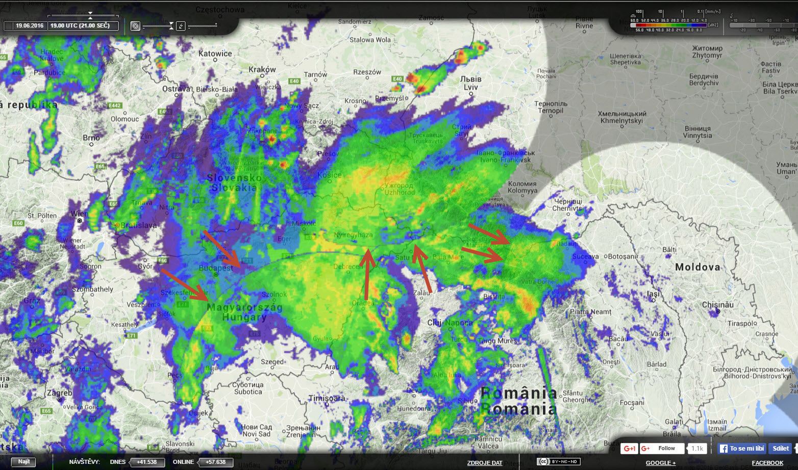 OrgoNet: Kruhy slovenských radarů při výrobě intenzívních srážek