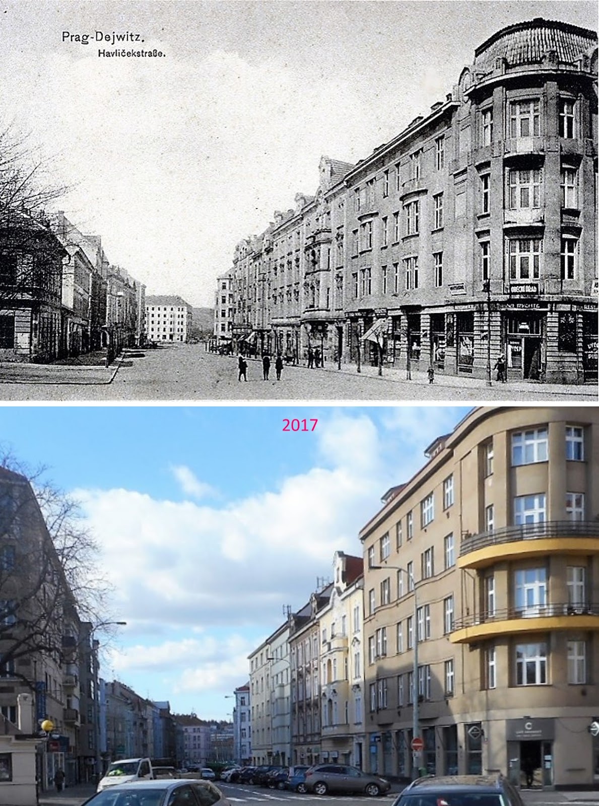 Přehled srovnávacích fotek: DEJVICE (Praha)