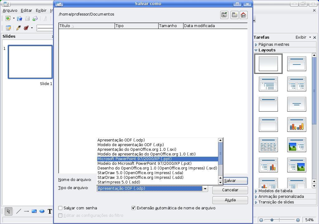 Eeb Francisco AraÚjo Brusque Salvando Arquivos Corretamente Linuxwindows