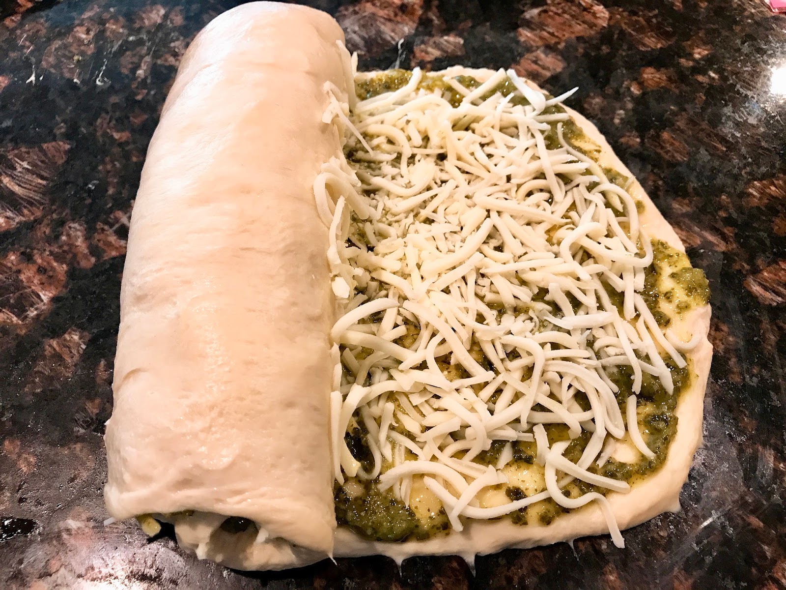 Pesto and Cheese Swirled Bread