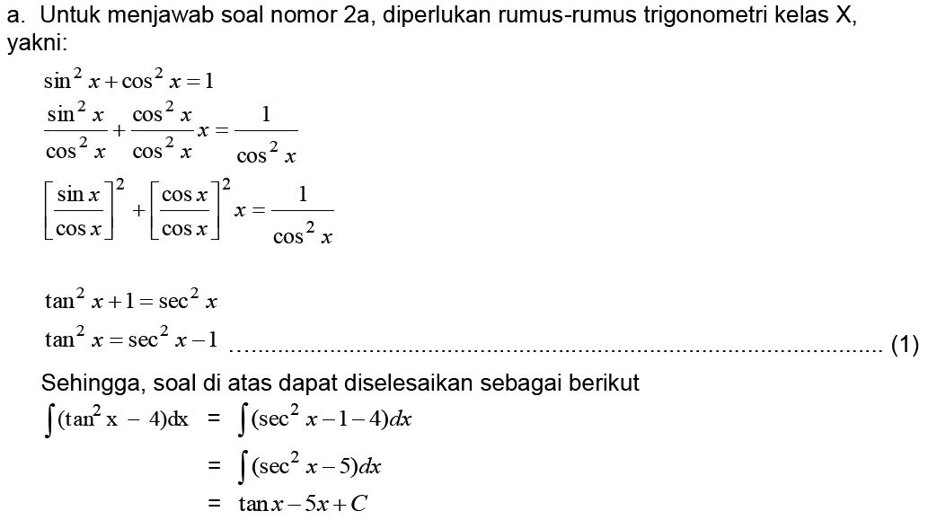 Integral Tak Tentu dari Fungsi Trigonometri