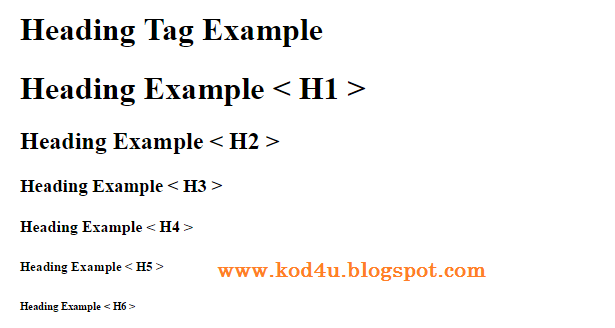 HTML Heading Tag Example HTML Heading Tag Example