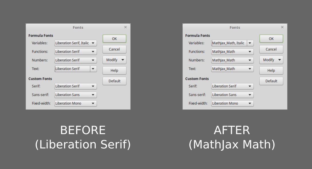 How To Change Formula Fonts in LibreOffice Math