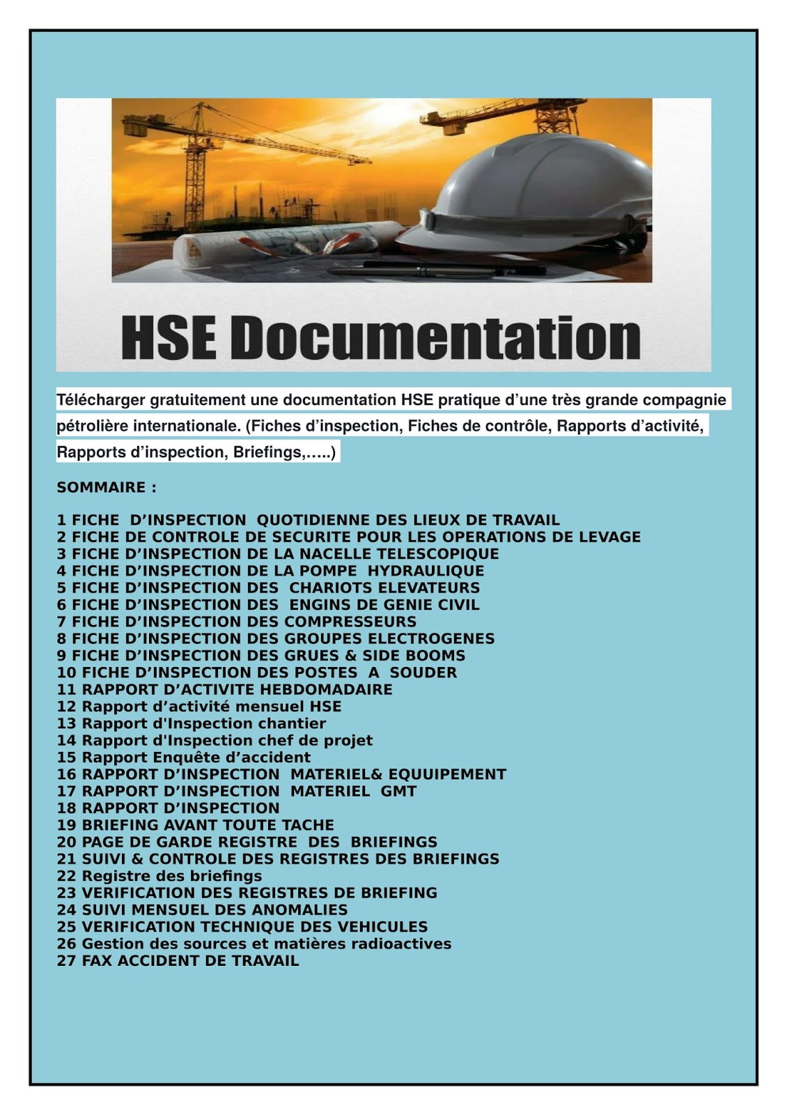Télécharger gratuitement 27 documents pratique HSE d’une très grande compagnie pétrolière ...