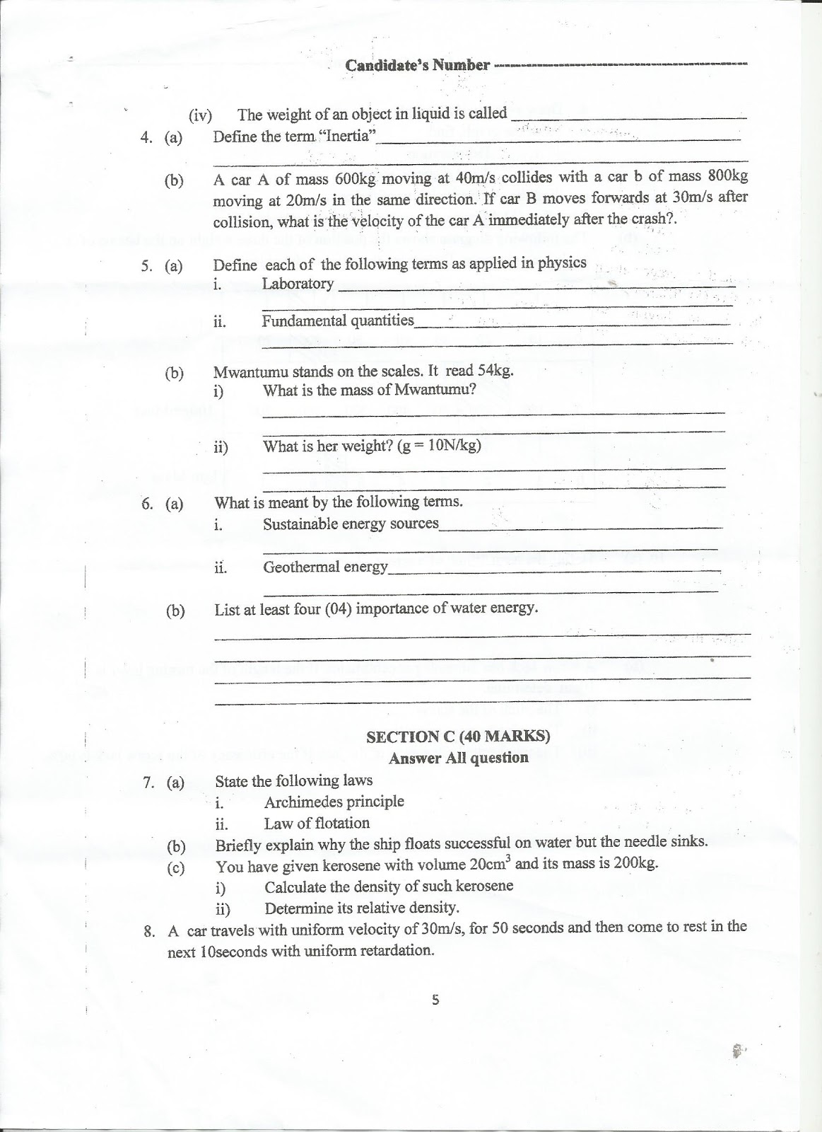 FORM TWO STUDY NOTES & PAST PAPERS BLOG: PHYSICS FORM TWO -- MOCK ...