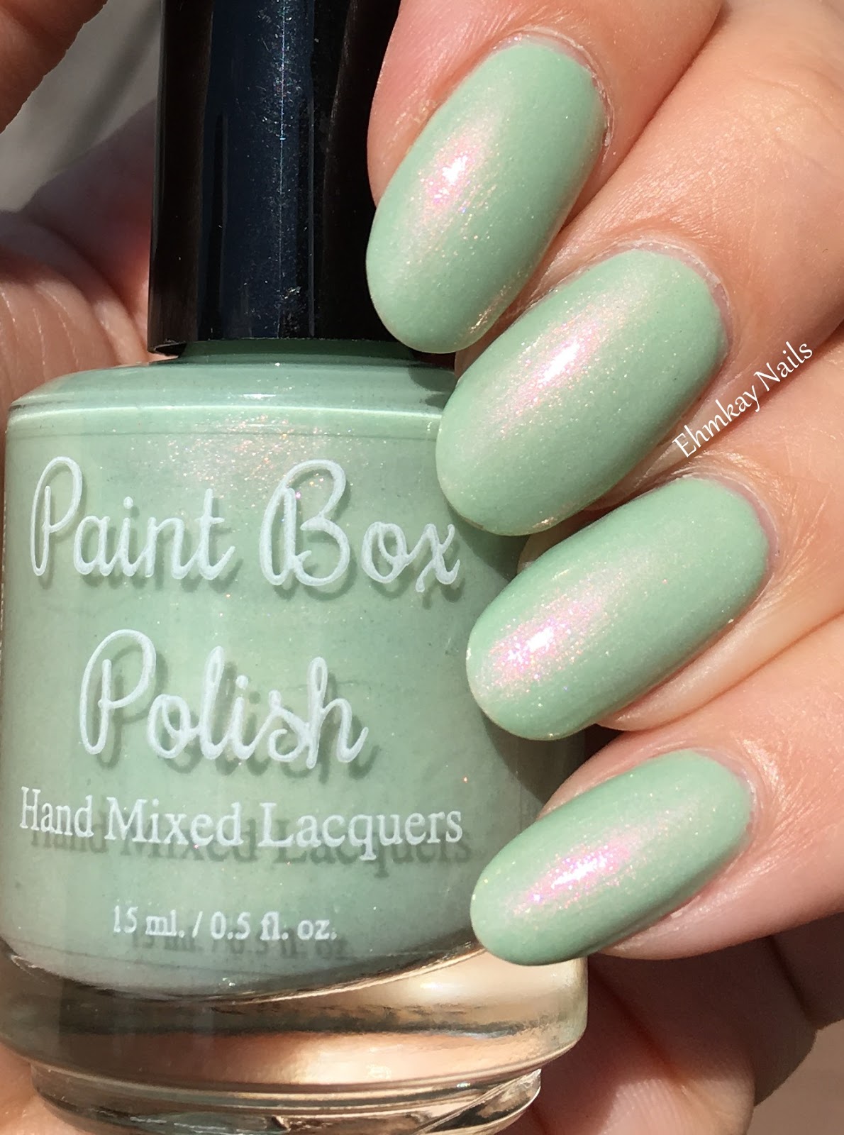 ehmkay nails: Paint Box Polish Birthday Custom: Peace-ish Green