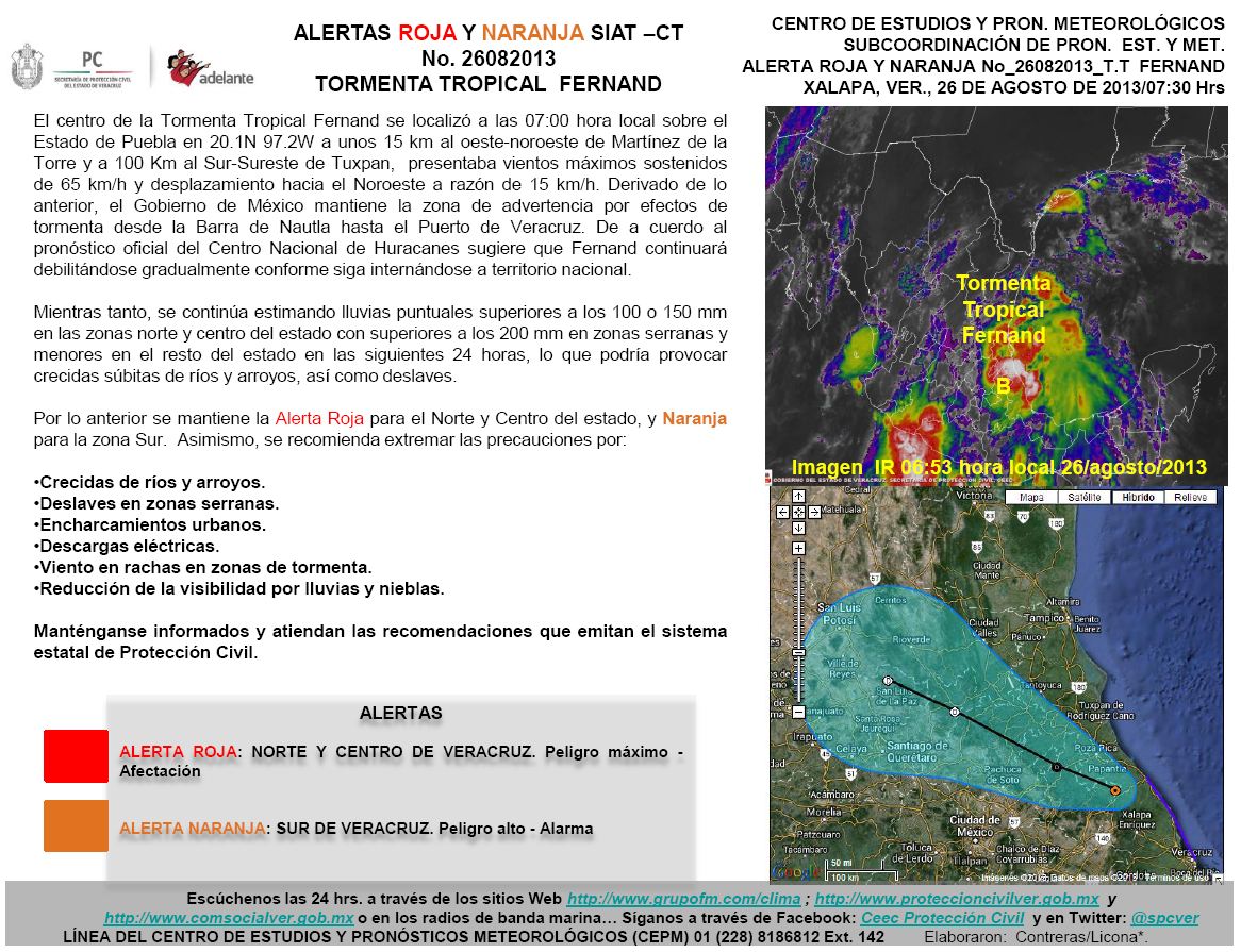 Secretaria de Protección Civil Veracruz Meteorología. : ALERTAS ROJA Y ...