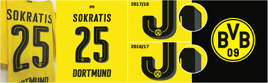 Football teams shirt and kits fan: Font Borussia Dortmund 2017-18