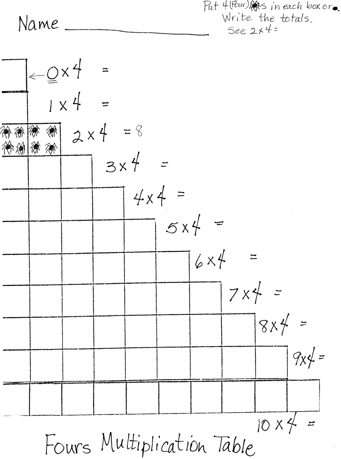 Ima Retired Teacher: Spider Math Multiplication Activities for Fours Week
