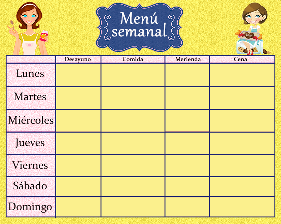 ® Colección de Gifs ®: CUADRO PARA ESCRIBIR EL MENÚ SEMANAL DE COCINA O ...