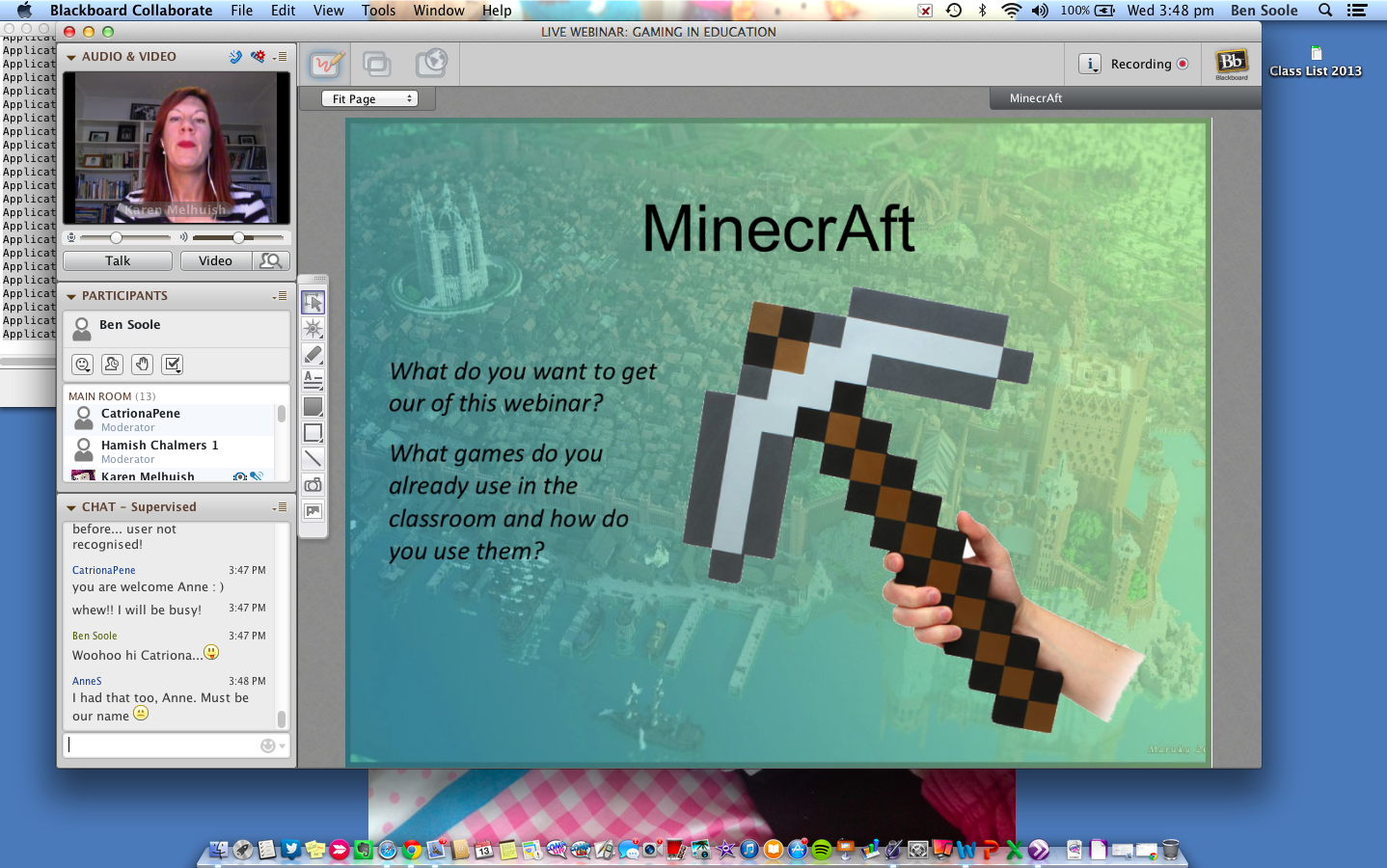 Dictionaries and Dongles: Gaming in Education - Webinar Screen Shots