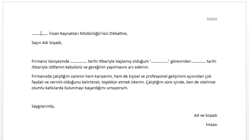 POMPI: İstifa Dilekçesi Örnek