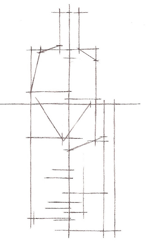 Drawing, Whickham, Gateshead: Sight measuring the seated figure