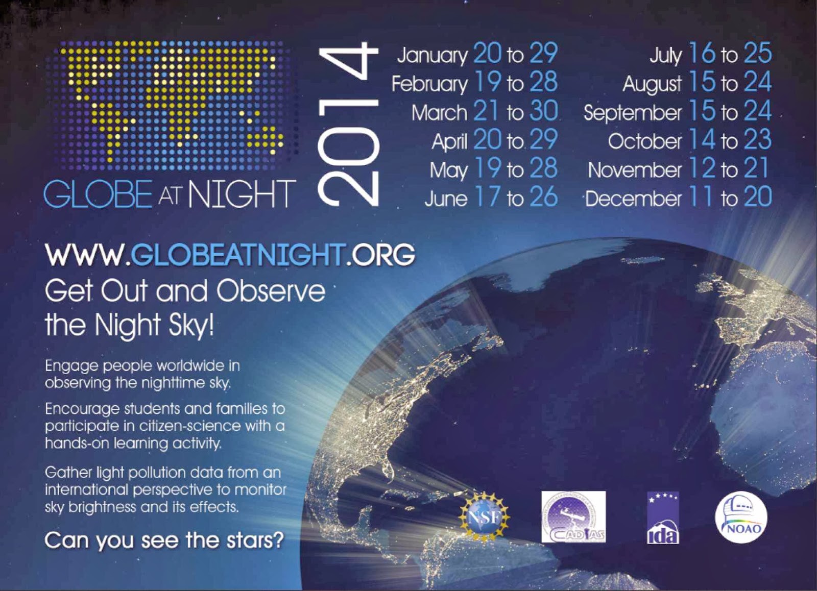 Loss of the Night citizen science project: March 2014