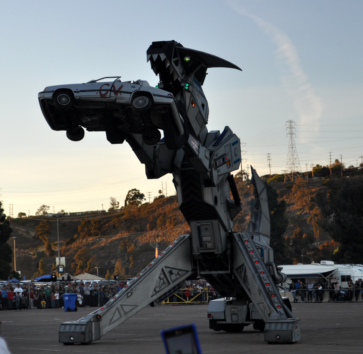 Just A Car Guy: Robosaurus gives a good show of chewing on and tearing ...