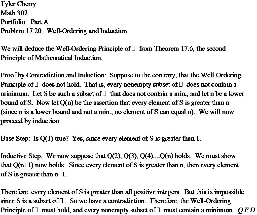 Thoughts of a future math teacher: M 307 Proof of the Well Ordering ...