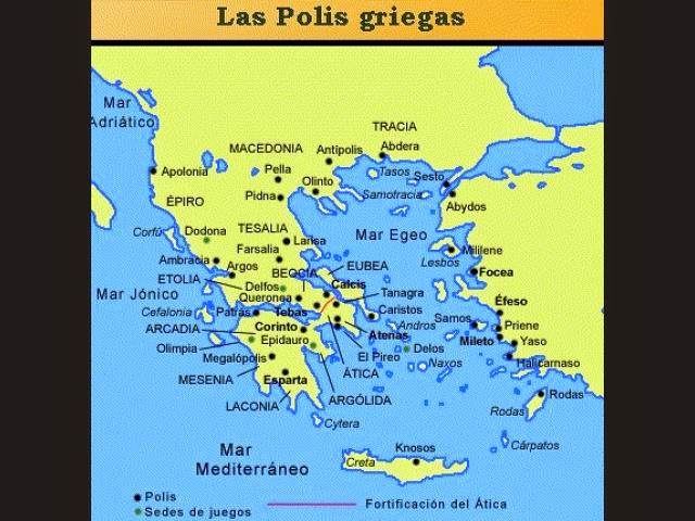 Mapa: las Polis griegas.