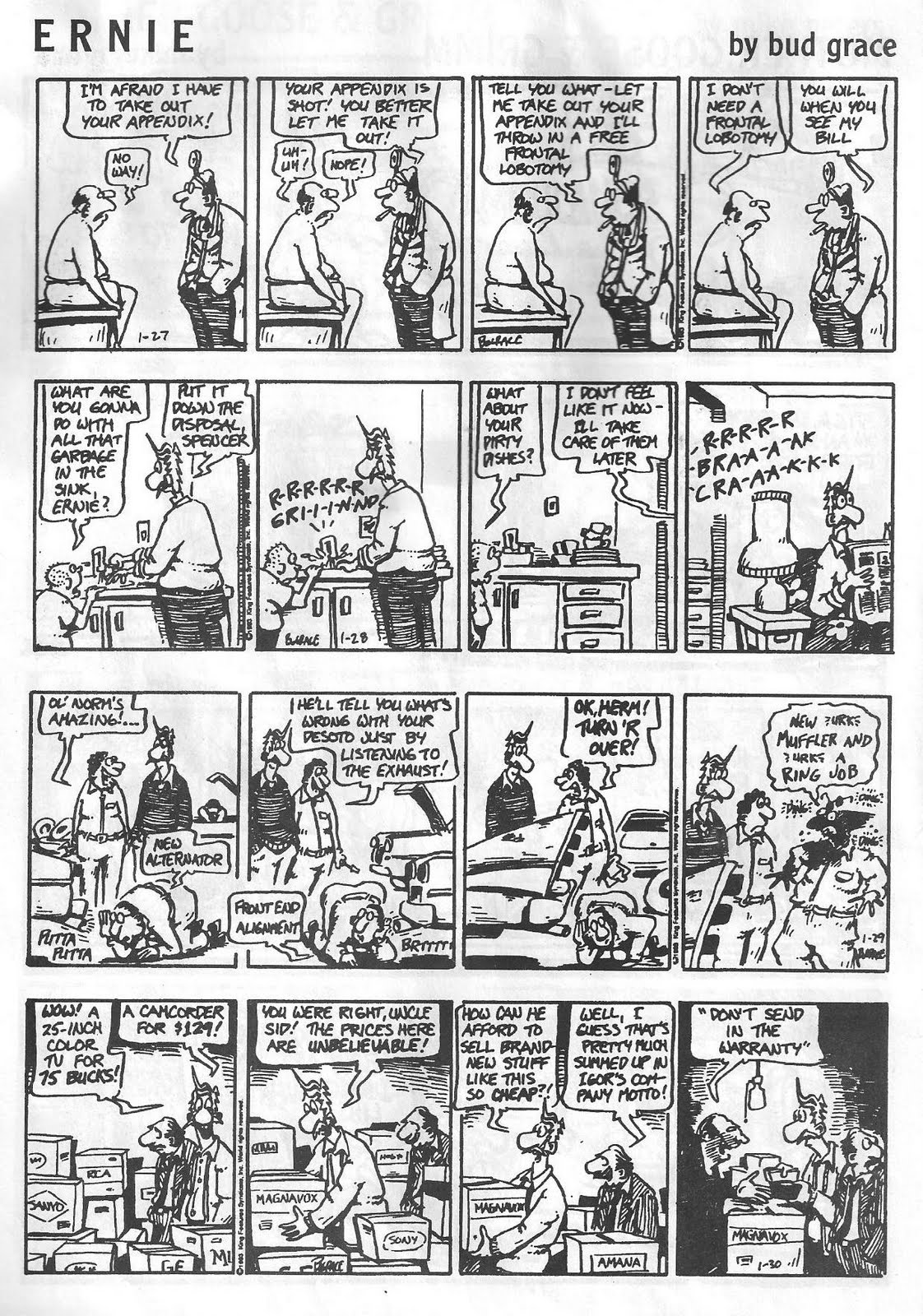 Sunday Comics Debt: Collection Request: Ernie / Piranha Club