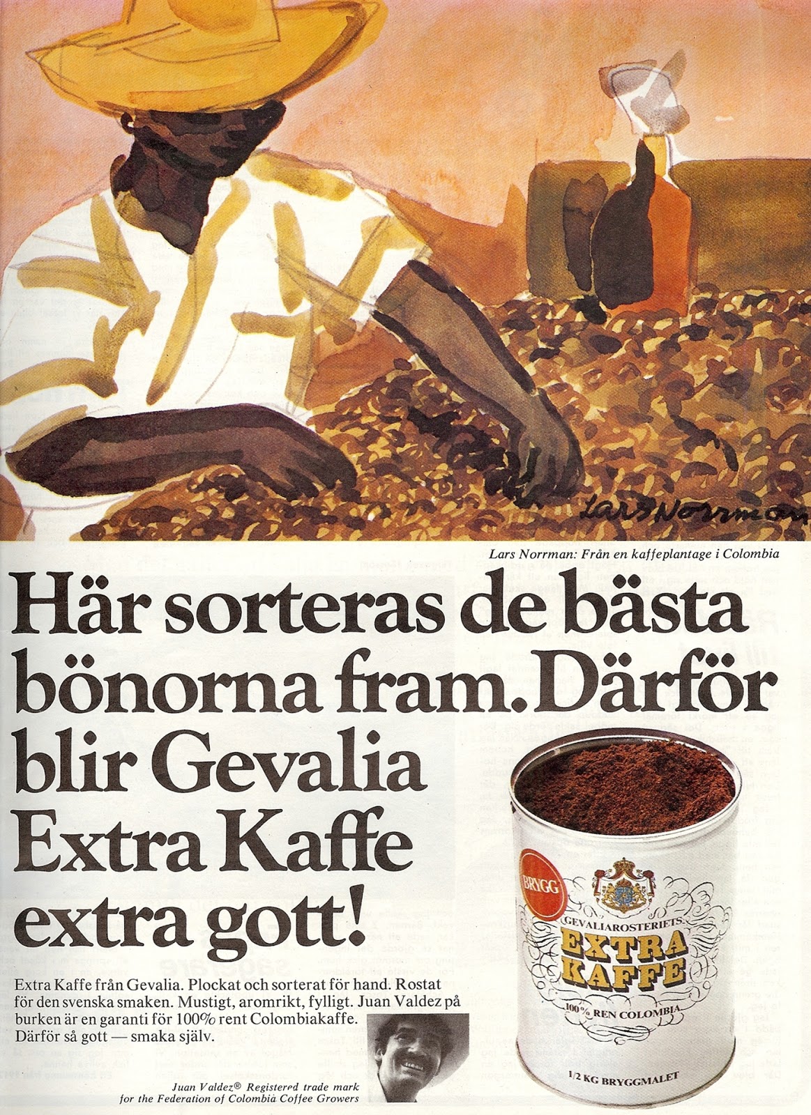 Nostalgorama: Reklam för Gevalia Extra Kaffe 1973