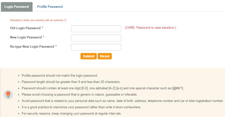 How to change SBI internet banking login password?