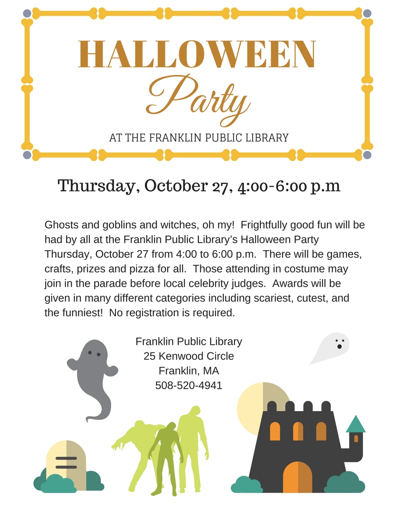 Franklin Matters: Halloween Party at Library October 27