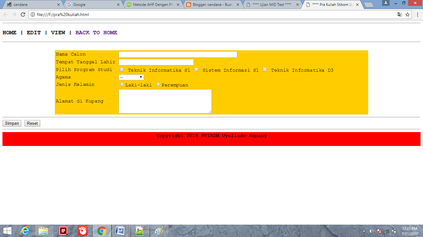 cendana: Contoh Kasus Form dan Table dengan HTML